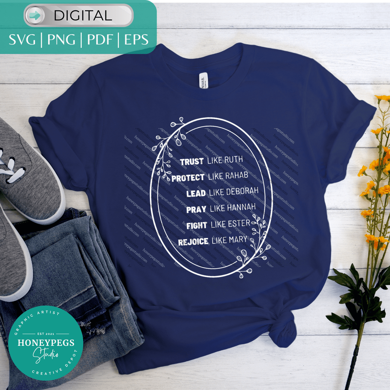 Trust Like Ruth SVG floral frame – Honeypegs Studio